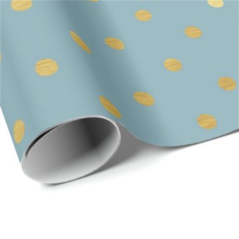 Gold Foil Polka Dots Modern Slate Blue Metallic Wrapping Paper | Zazzle