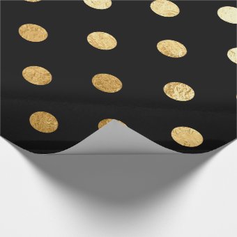 Gold Foil Polka Dots Pattern Wrapping Paper Black | Zazzle