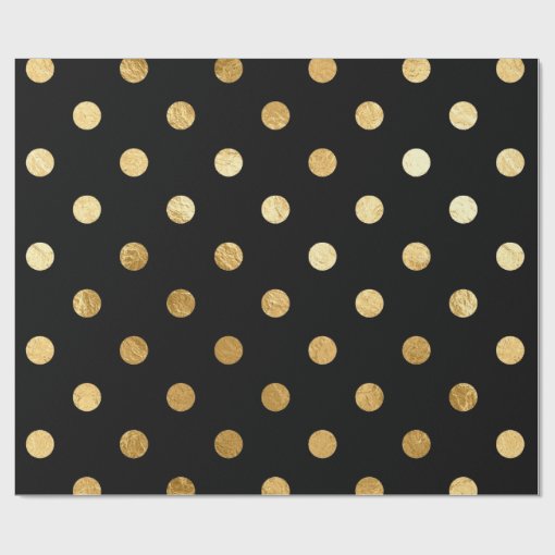 Gold Foil Polka Dots Pattern Wrapping Paper Black | Zazzle