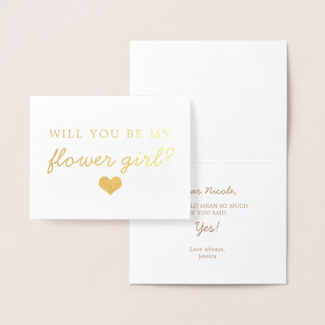 Gold Foil Script Will You Be Flower Girl Card | Zazzle