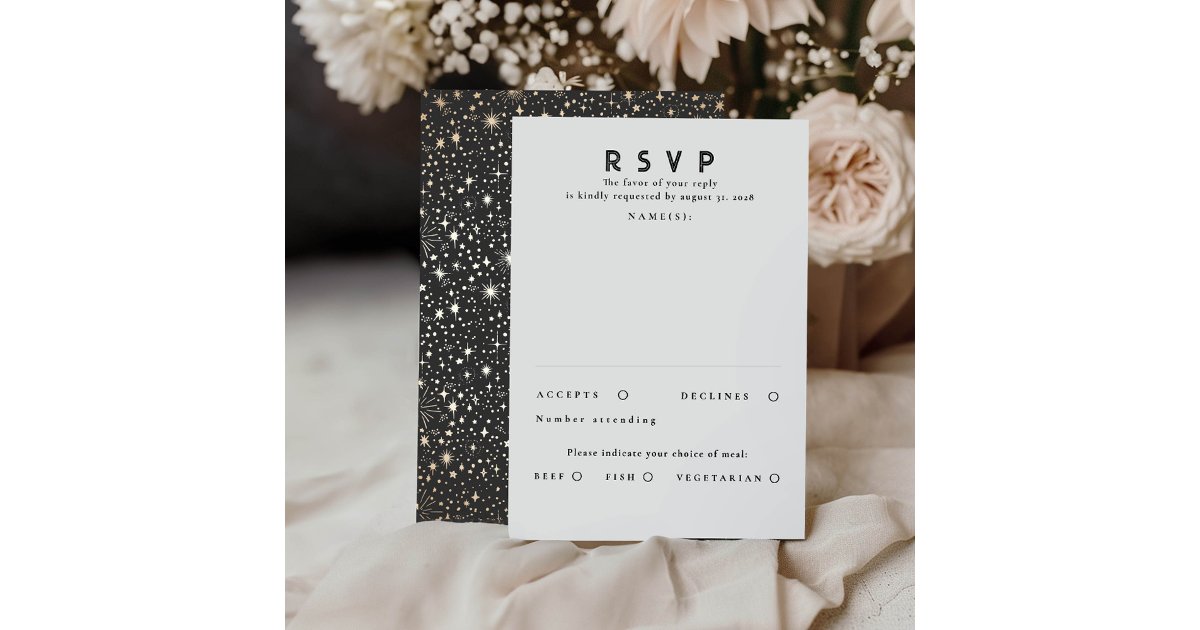 Gold Foil Stars Modern Wedding RSVP | Zazzle