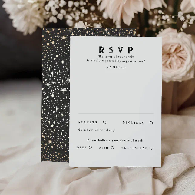 Gold Foil Stars Modern Wedding RSVP | Zazzle