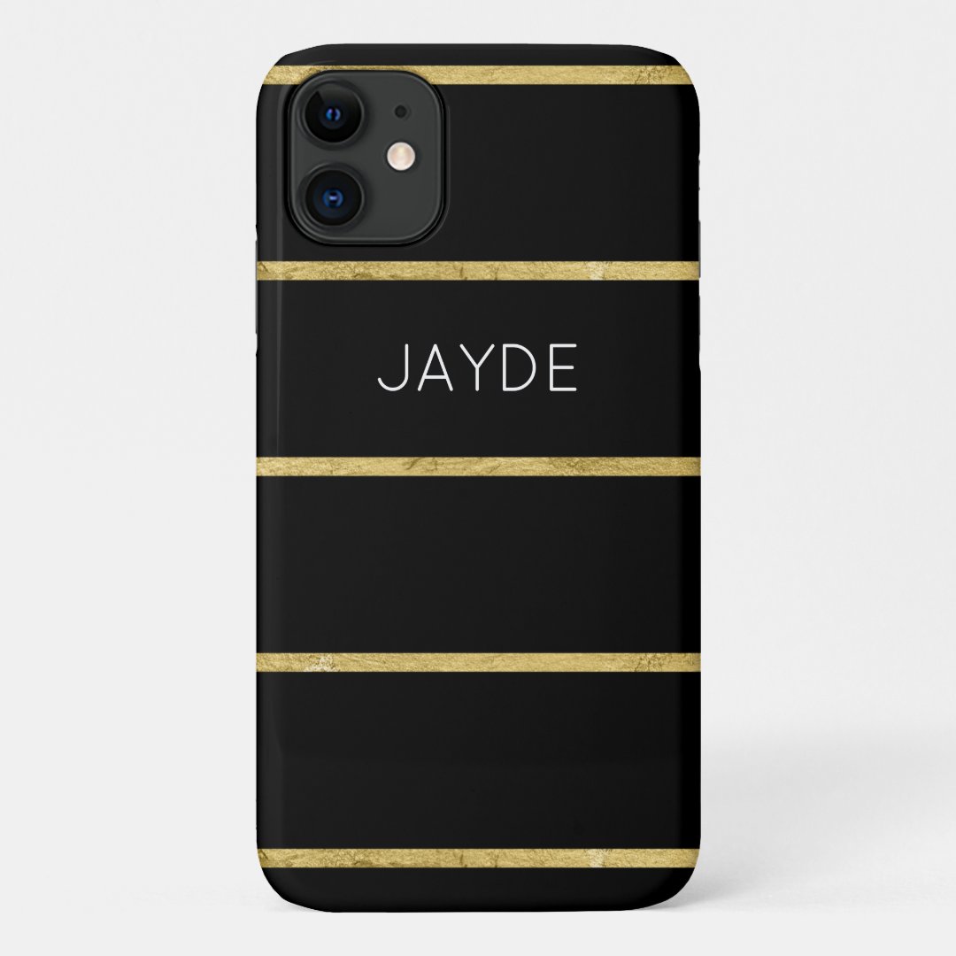 Gold Foil Stripes Personalized Mobile Phone Case | Zazzle
