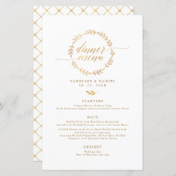 Gold Foil Stylish Calligraphy Wedding Menu | Zazzle