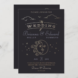 Gold foil Sun and Moon Wedding Invitation | Zazzle