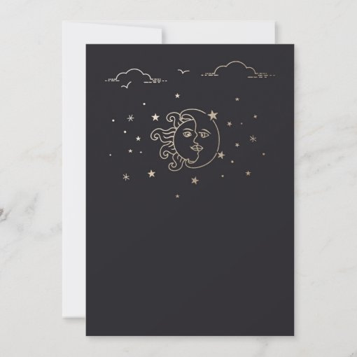 Gold foil Sun and Moon Wedding Invitation | Zazzle