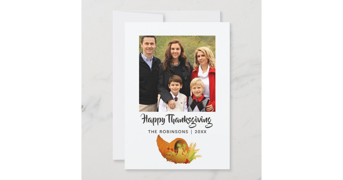 Gold Foil Thanksgiving Family Photo Holiday Card | Zazzle