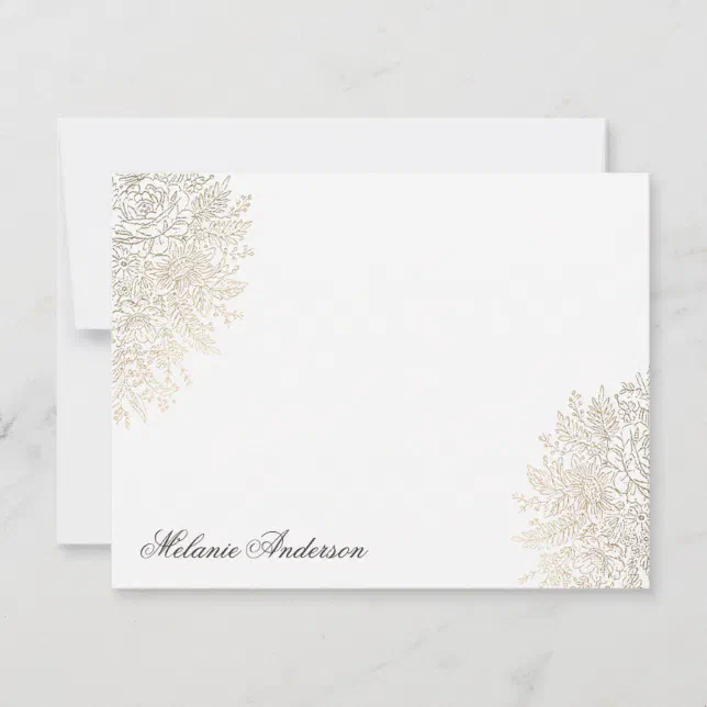 Gold Foil Vintage Lace Elegant Custom Note Card | Zazzle