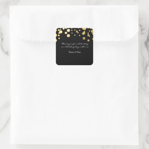 Gold Foil Wedding Black Favor Sticker Labels | Zazzle