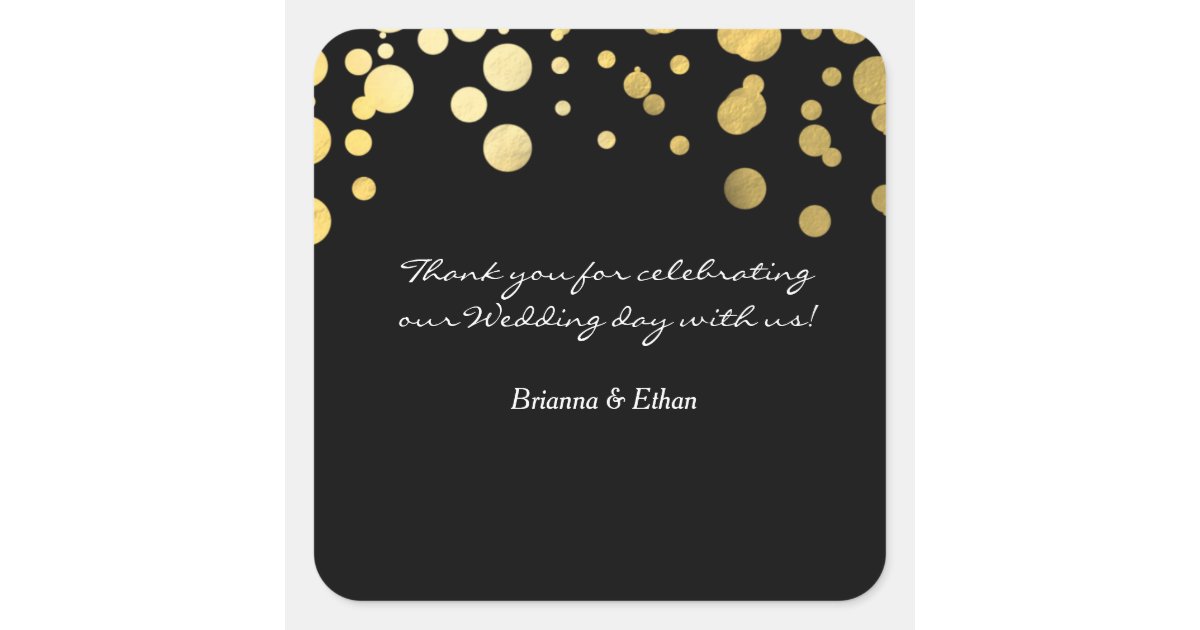 Gold Foil Wedding Black Favor Sticker Labels | Zazzle