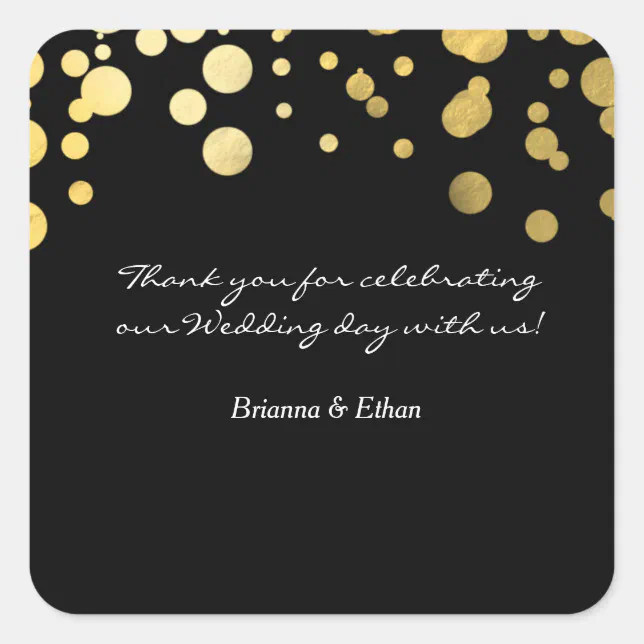Gold Foil Wedding Black Favor Sticker Labels | Zazzle