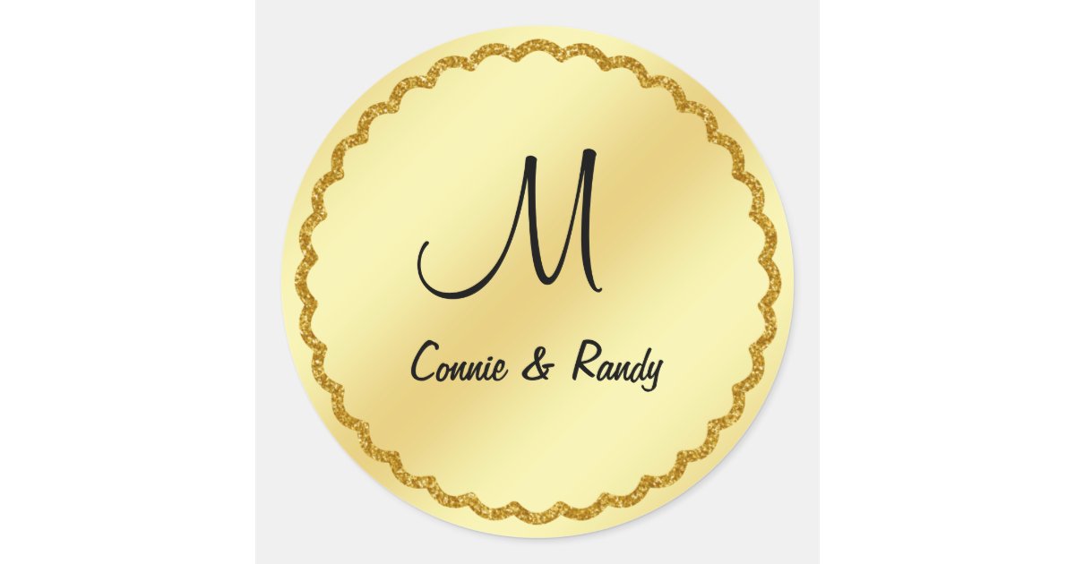 Gold Foil Wedding Monogram Sticker | Zazzle