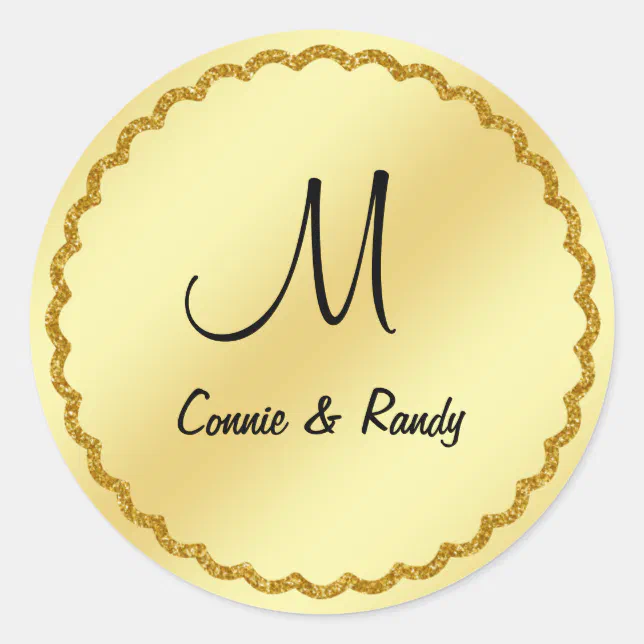 Gold Foil Wedding Monogram Sticker | Zazzle