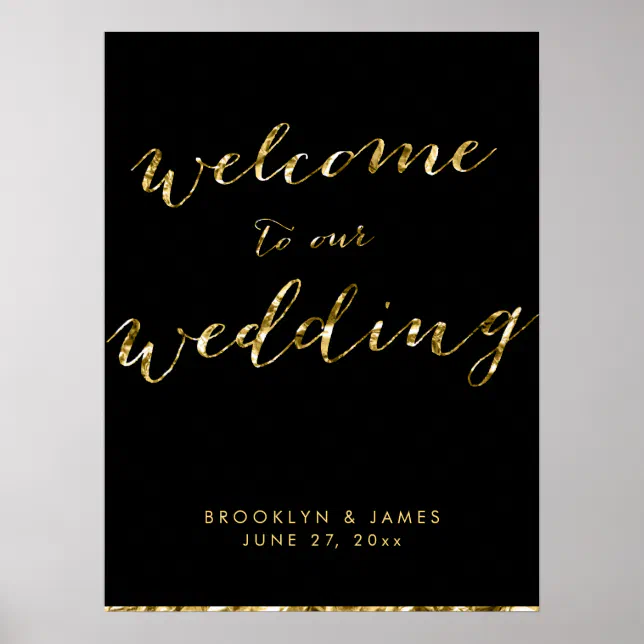 Gold Foil Wedding Reception Sign Poster 18x24 | Zazzle