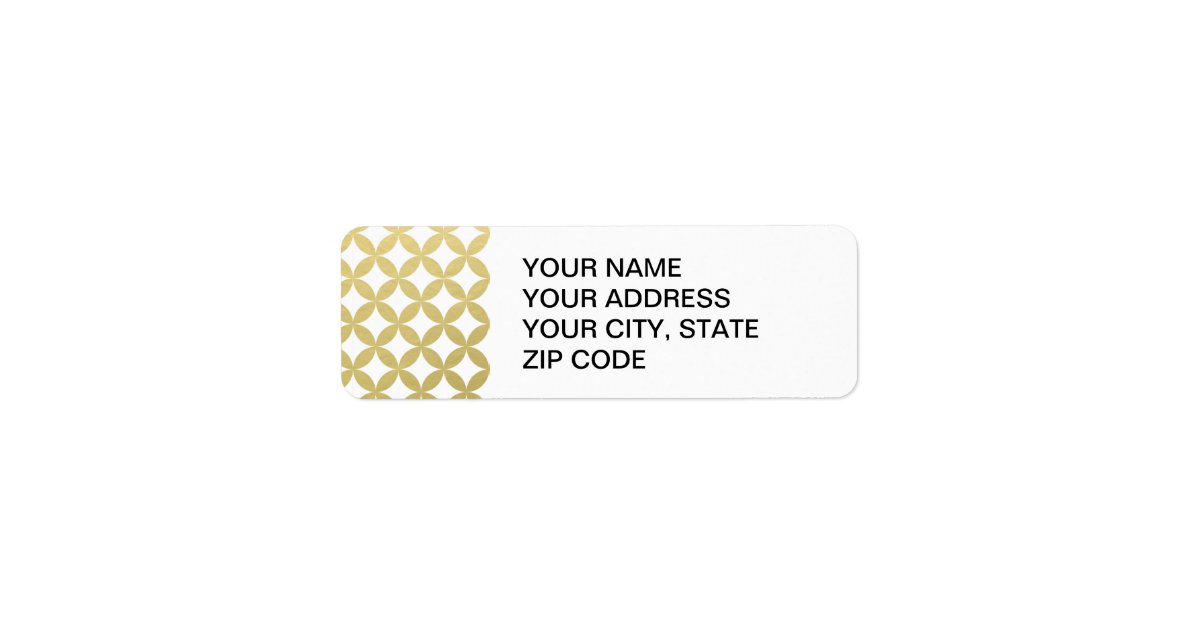 Gold Foil White Diamond Circle Pattern Label | Zazzle