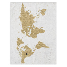 Gold Foil World Map Custom Moveable Heart Location Tablecloth | Zazzle