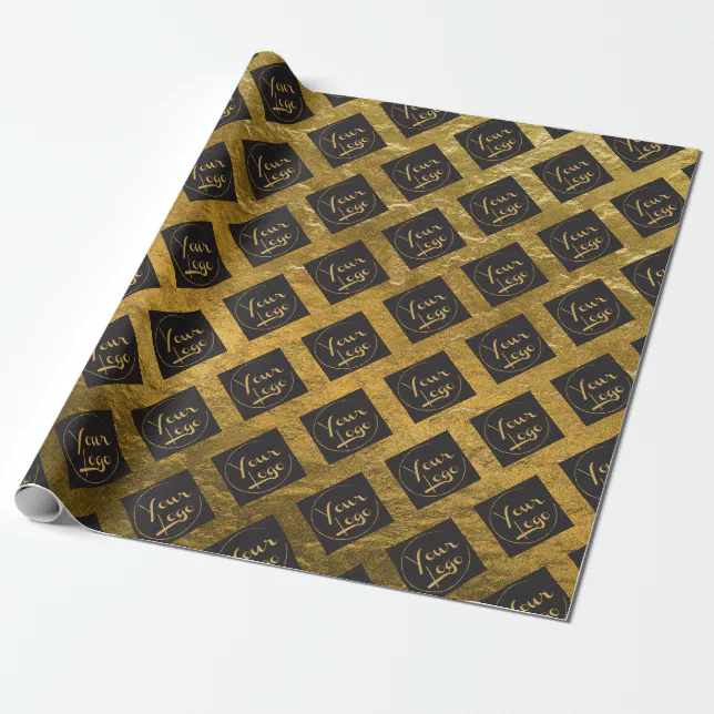 Gold Foil Your Logo Wrapping Paper | Zazzle