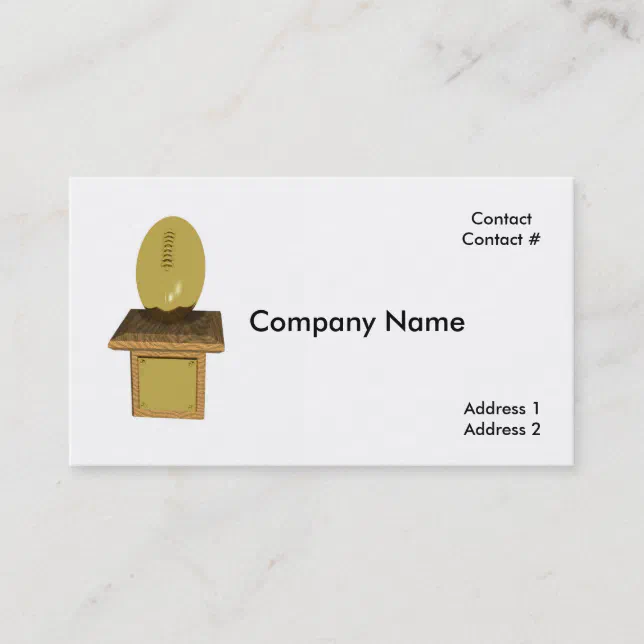 gold football trophy business card | Zazzle