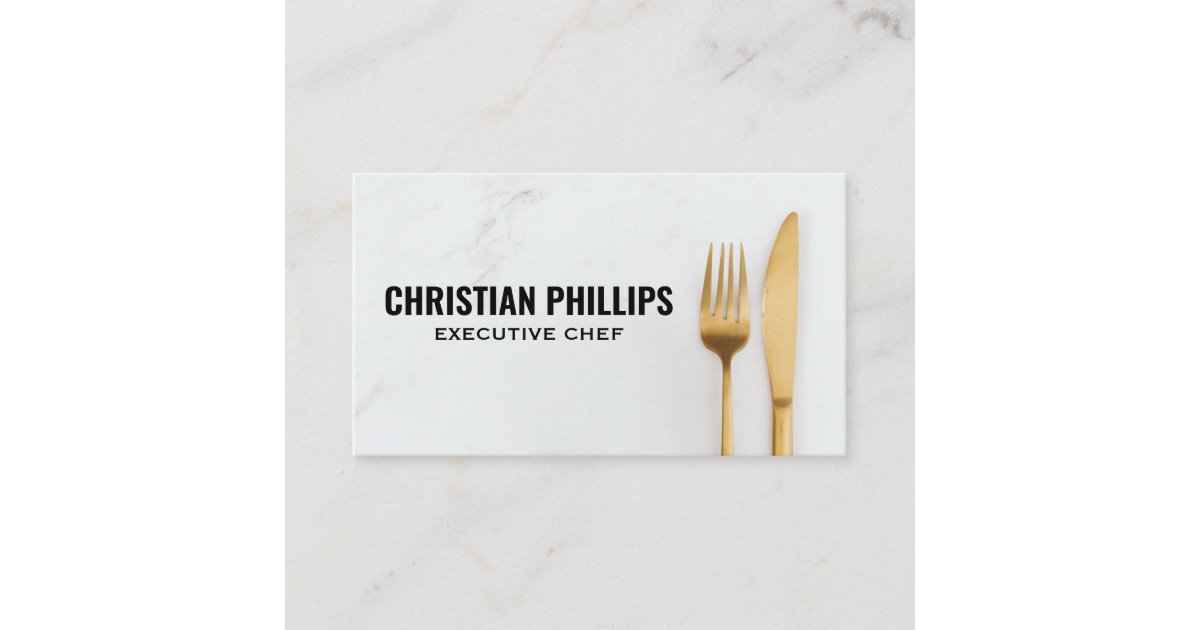 Gold Fork Knife Business Card | Zazzle