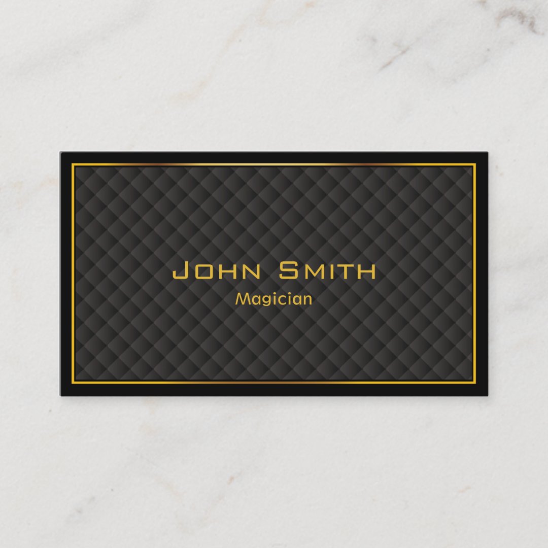 Gold Frame Diamond Grids Magician Business Card | Zazzle