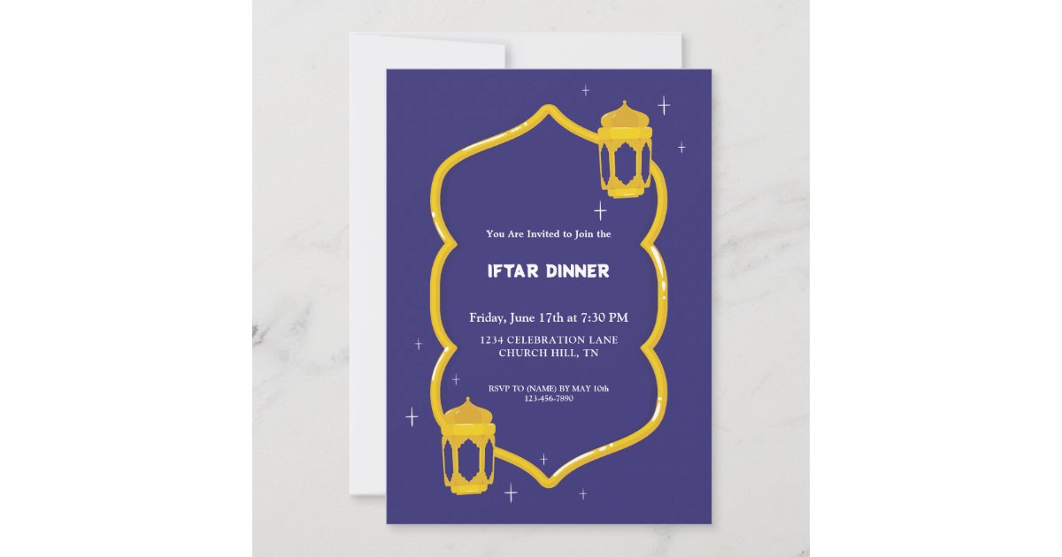 gold frame iftar invitation | Zazzle