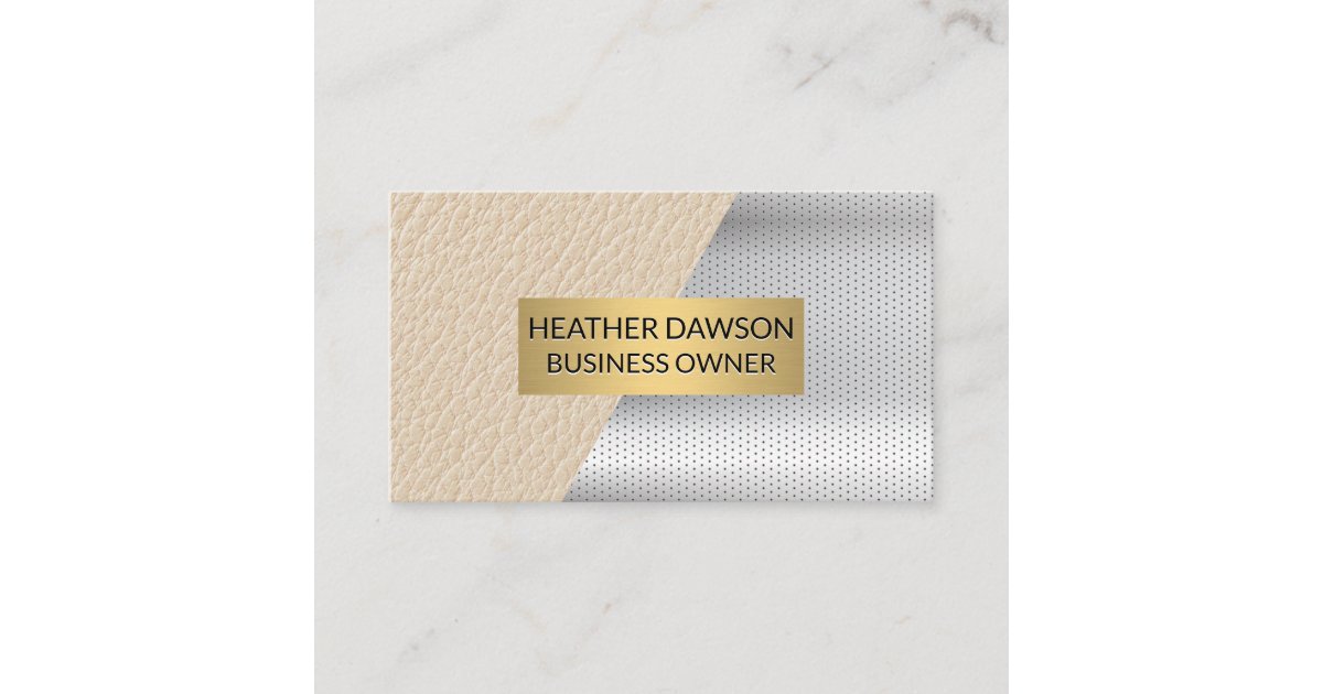 Gold Frame | Leather | Perforated Metal Business Card | Zazzle