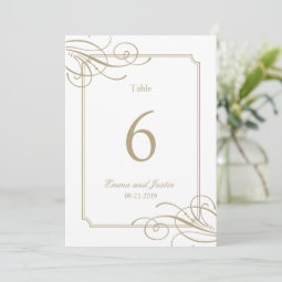 Gold Frame Luxury Classic Wedding Table Numbers | Zazzle