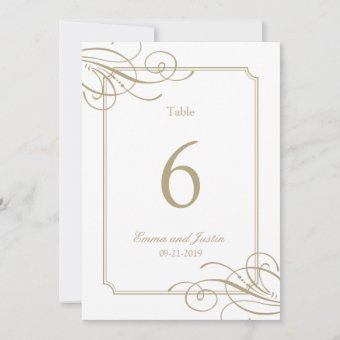 Gold Frame Luxury Classic Wedding Table Numbers | Zazzle