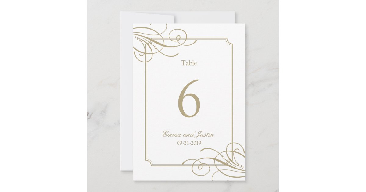 Gold Frame Luxury Classic Wedding Table Numbers | Zazzle