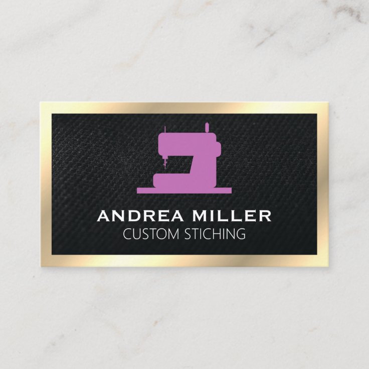 Gold Frame | Manufacture Sewing Machine Logo Business Card | Zazzle