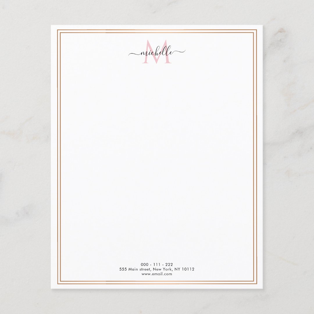 gold frame monogram letterhead | Zazzle