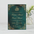 Gold Frame Ornate Green Islamic Muslim Wedding Invitation | Zazzle