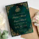 Gold Frame Ornate Green Islamic Muslim Wedding Invitation | Zazzle