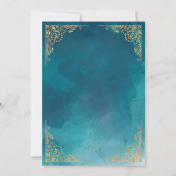 Gold Frame Ornate Green Islamic Muslim Wedding Invitation | Zazzle