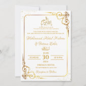 Gold Frame Simple Elegant Modern Nikah Walima Invitation | Zazzle