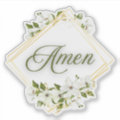 Gold Frame with Amen Word and Floral Sticker | Zazzle