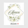 Gold Frame with Amen Word and Floral Sticker | Zazzle