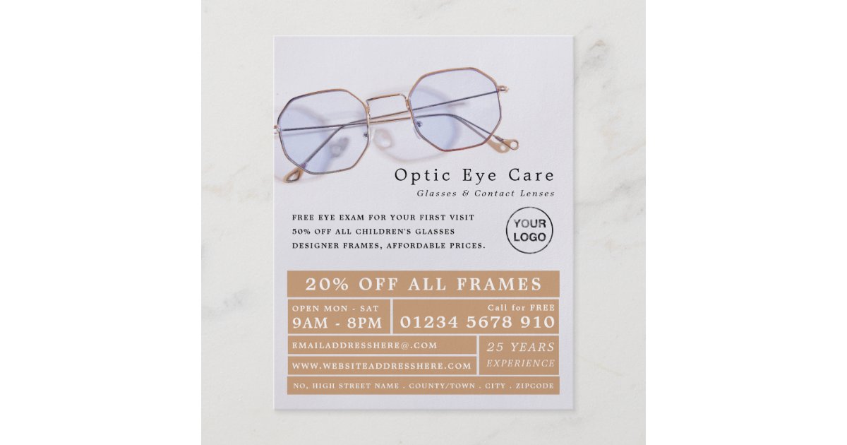 Gold Frames, Optician, Technical Practitioner Flyer | Zazzle