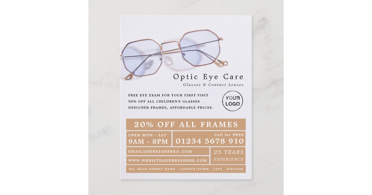 Gold Frames, Optician, Technical Practitioner Flyer | Zazzle
