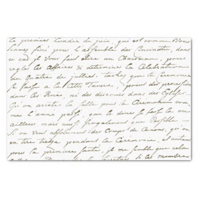 Gold French Script Handwriting Letter Decoupage Tissue Paper | Zazzle