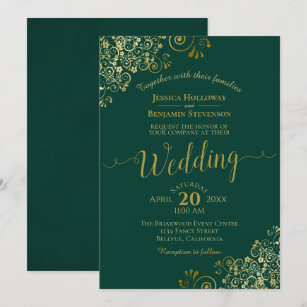 Emerald Green And Gold Wedding Invitations - 100% Satisfaction ...