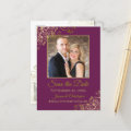 Gold Frills on Cassis Wedding Save the Date Photo Announcement Postcard ...