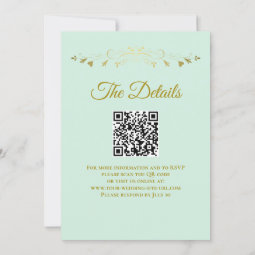 Gold Frills on Mint Green Elegant QR Code Wedding Invitation | Zazzle