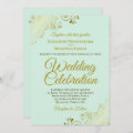 Gold Frills on Mint Green Elegant QR Code Wedding Invitation | Zazzle
