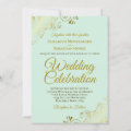 Gold Frills on Mint Green Elegant QR Code Wedding Invitation | Zazzle