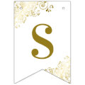 Gold Frills on White Just Married Newlyweds Bunting Flags | Zazzle