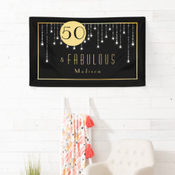 Gold Fun Fab 50th Birthday Banner | Zazzle