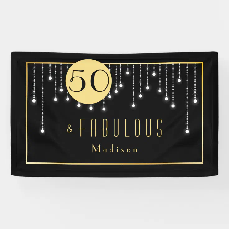 Gold Fun Fab 50th Birthday Banner | Zazzle