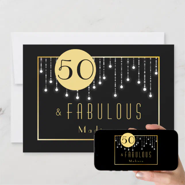 Gold Fun Fab 50th Birthday Invitation | Zazzle