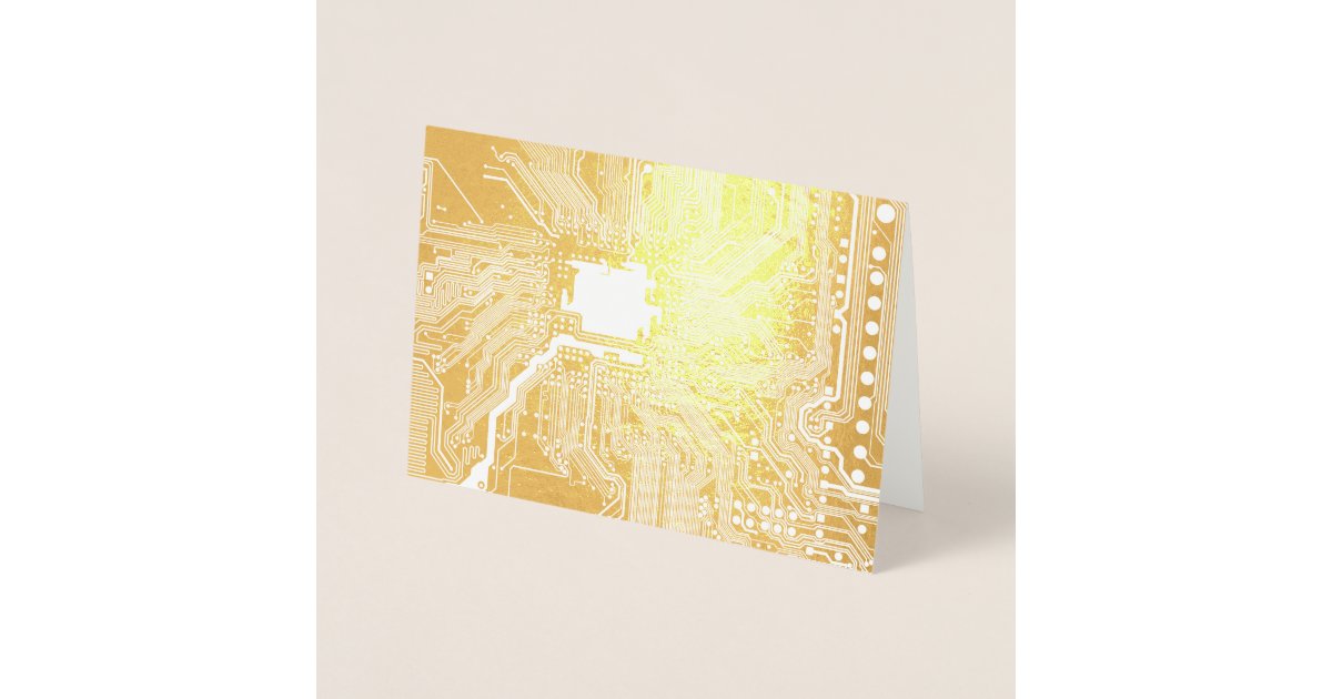 Gold Geek Motherboard Circuit Pattern Foil Card | Zazzle